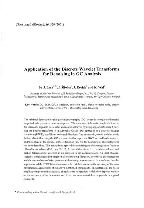 Pdf Application Of The Discrete Wavelet Transforms For Denoising In