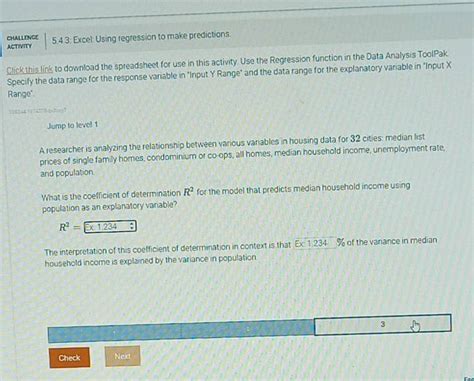 Solved Challenge Activity 543 Excel Using Regression To Make