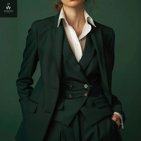 Green Dressy Pant Suits For Women Suit For Women Three Piece Suit