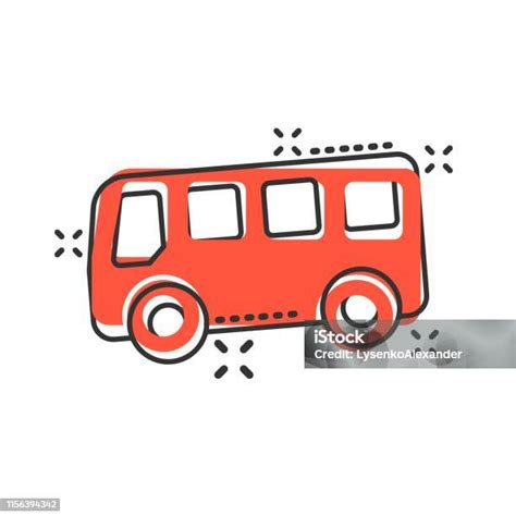 Icône De Bus Scolaire Dans Le Modèle Comique Illustration De Dessin