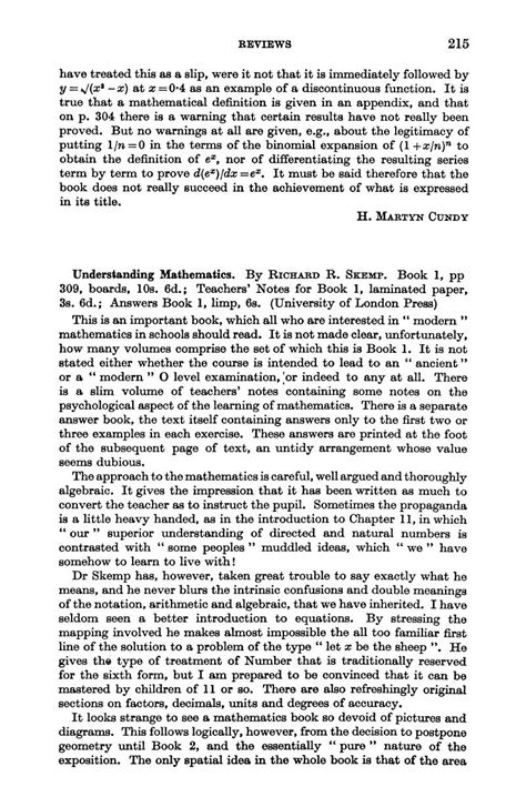 Understanding Mathematics By Richard R Skemp Book 1 Pp 309 Boards