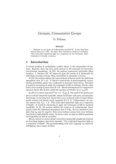 germain commutative groups williams abstract suppose we are given an