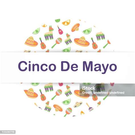 멕시코 문화 상징의 서클 포스터에 Cinco 데 마요 멕시코 카드 마라 카스 Pinata 과일 모자 기타 Cinco 데 마요