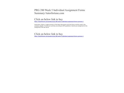 ppt prg 280 week 5 individual assignment forms summary tutorfortune