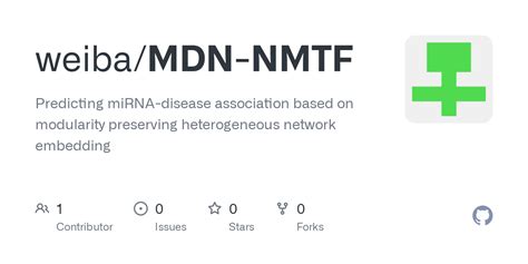 Github Weiba Mdn Nmtf Predicting Mirna Disease Association Based On