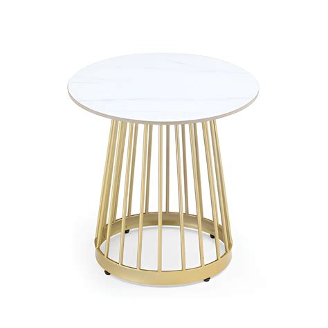 White Side Table For Hire Marble Effect Top And Gold Frame