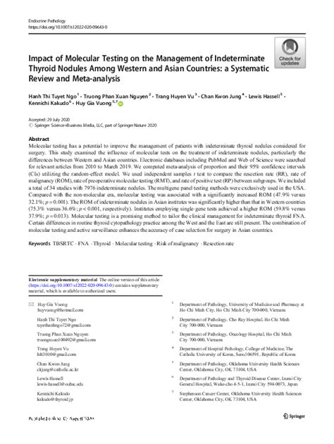 Pdf Impact Of Molecular Testing On The Management Of Indeterminate