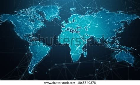 World Map Node Line Connection Worldwide Stock Illustration 1865540878