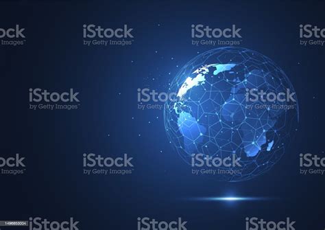 글로벌 네트워크 연결 글로벌 비즈니스의 세계지도 지점 및 라인 구성 개념 벡터 일러스트레이션 글로벌 커뮤니케이션에 대한 스톡