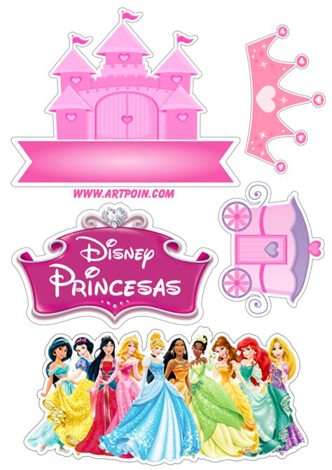 Topo De Bolo Princesas Disney Infantil Decoração De Festa Artes
