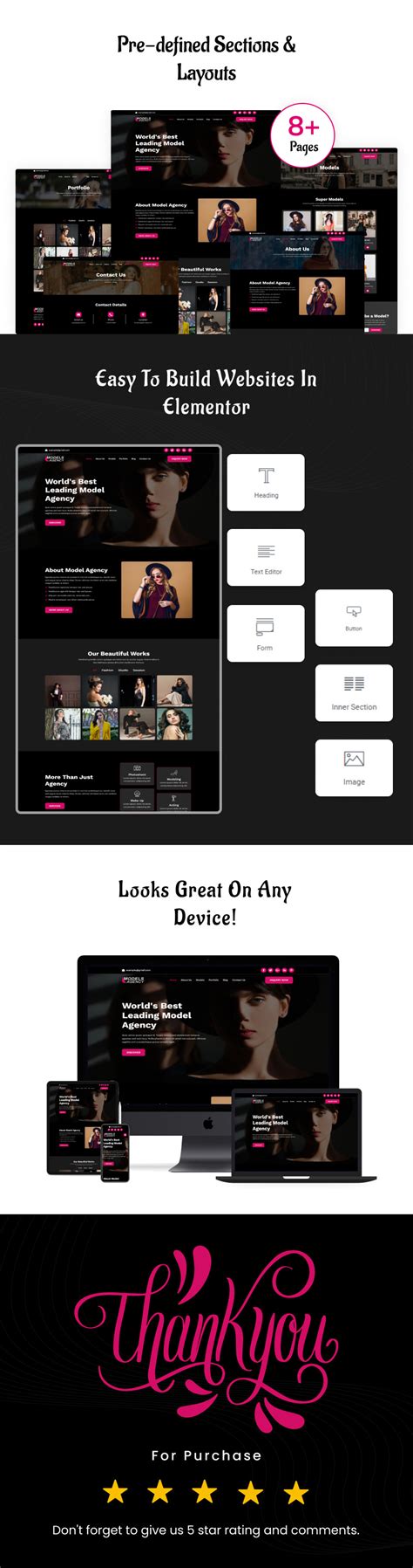 Model Agency Modelling Agency Elementor Template Kit