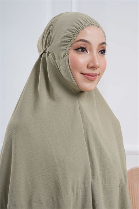 Telekung Rawdah Jasmina Series In Moss Green