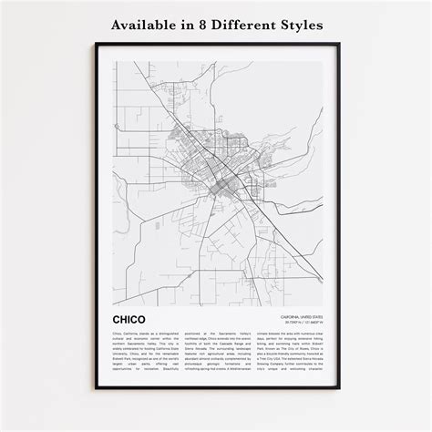Chico Map Print Chico Travel Map Chico Wall Decor Art Chico California Housewarming T Etsy