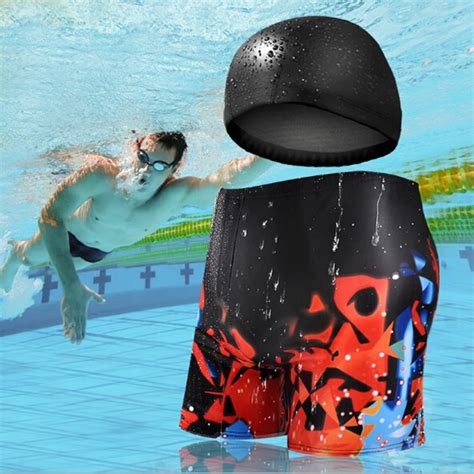 Men Swimwear Trunks Breathable Spandex Polyester Material Swimming