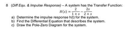 Solved Diff Equ Andimpulse Response A System Has The