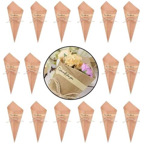 Mariage Cône En Papier 50 Pcs Cône Kraft Mariage Cône Confettis