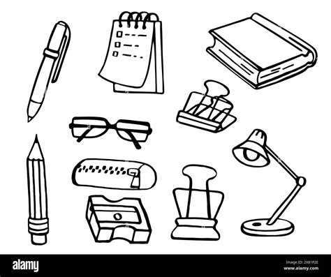 Set Of Office Supply Icons Vector Illustration Isolated On White
