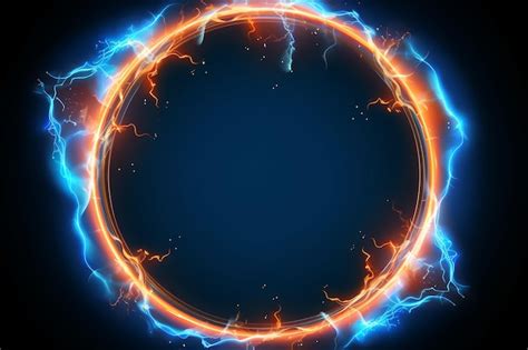 Electric Ball Round Lightning Frame Blue Premium Ai Generated Image