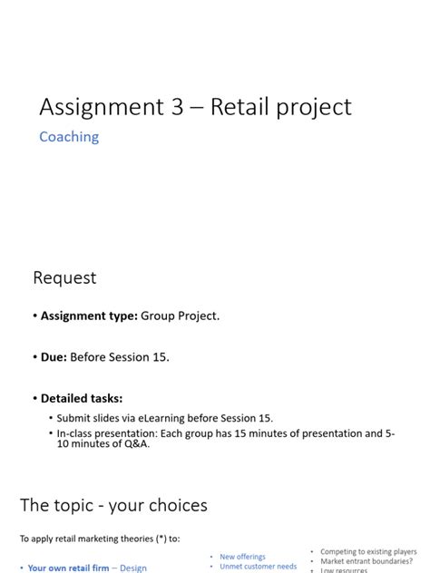 Retail Project Assignment Guidelines Pdf Retail Swot Analysis