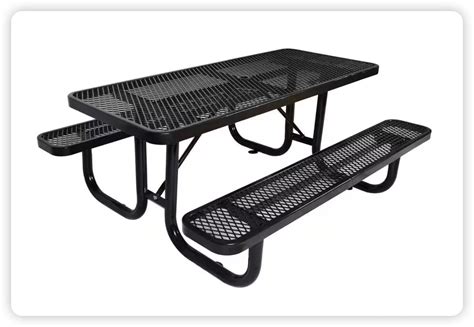 17 Stories Rectangular Outdoor Steel 6 Ft Picnic Table With Bench