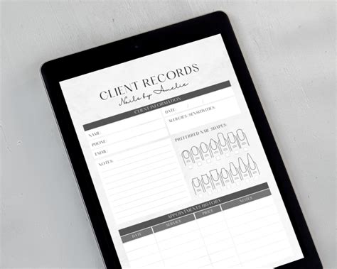 Client Record Form Printable Nail Tech Client Records Client Intake Form Nails Digital Client
