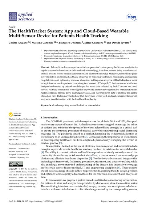 Pdf The Healthtracker System App And Cloud Based Wearable Multi Sensor Device For Patients