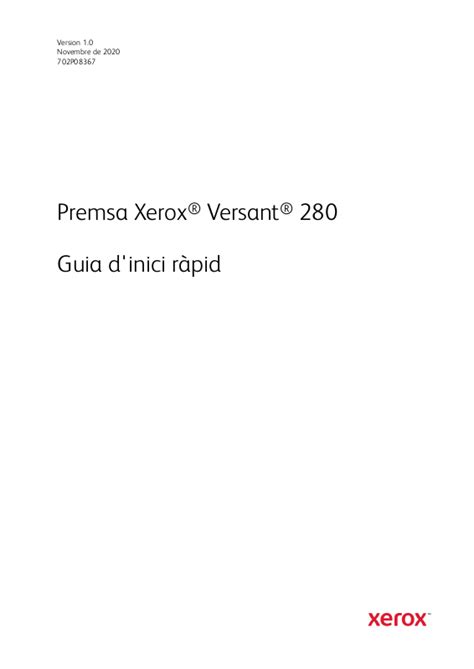 Xerox Versant 280 Press Quick Start Guide