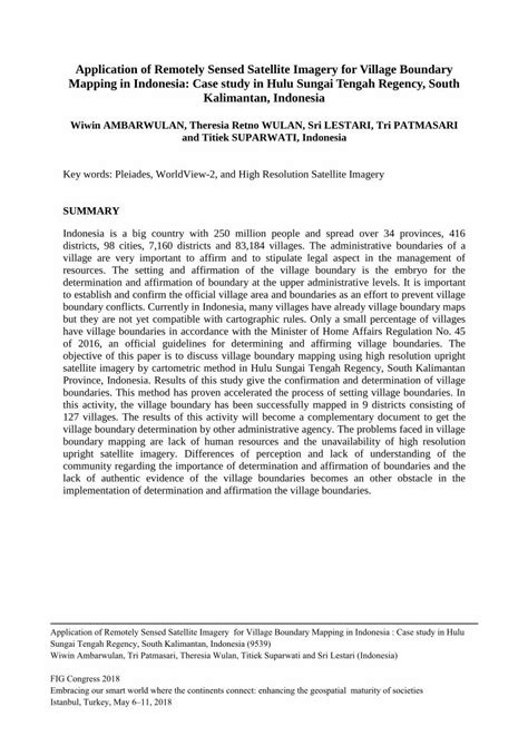 Pdf Application Of Remotely Sensed Satellite Imagery For
