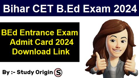 Bihar Bed Entrance Admit Card 2024 Cet Bed Admit Card Study Origin