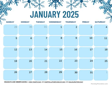 Jan 2025 Calendar Printable Free Pdf Karyn Allison