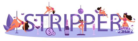 Stripper Typographic Header Pole Dancing Woman In Club Stripper