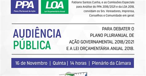 Posta AraxÁ Convite Audiência Pública Ppa E Loa