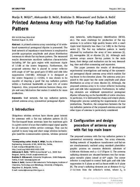Pdf Printed Antenna Array With Flat Top Radiation Pattern