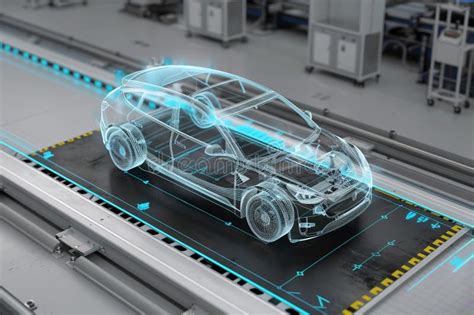 a digital twin simulation of an electric vehicle production line stock