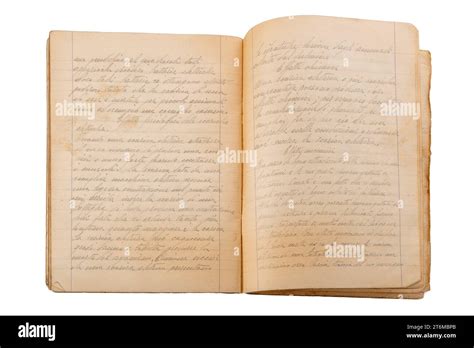 1930s Ruled Notebook With Elegant Cursive Writing In Pencil Of Italian Science Theme On Pages