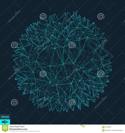 3d Sphere With Prickles Abstract Geometric Object Stock Vector