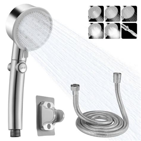 Black Turbo Shower Head High Pressure With 1 5m Stainless Steel Hose