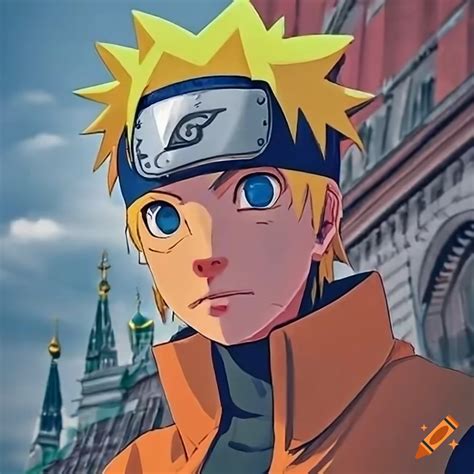 Naruto walking near the kremlin in moscow on Craiyon