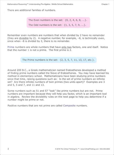 Understanding Pre Algebra I Mathematical Reasoning Grades 6 8
