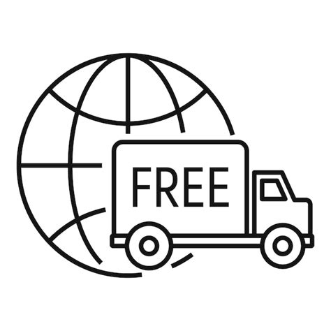 Ícone De Frete Grátis Global Delinear ícone De Vetor De Frete Grátis