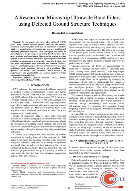 Pdf A Research On Microstrip Ultrawide Band Filters Using Defected Ground Structure Techniques