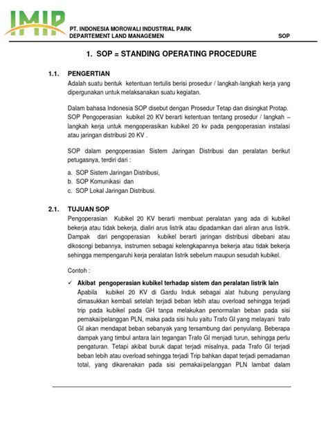 Rincian Deskripsi Sop Standing Operating Procedure Untuk Kubikel Imip Pln Pdf Komputer Rincian Deskripsi Sop Standing Operating Procedure Untuk Kubikel Imip Pln Pdf Komputer