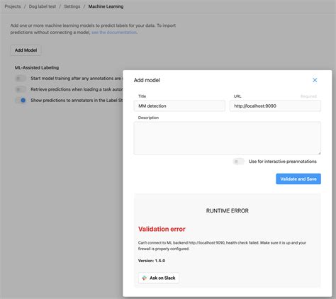 I Couldn T Pass The Validation When Add Model Issue Humansignal Label Studio Ml