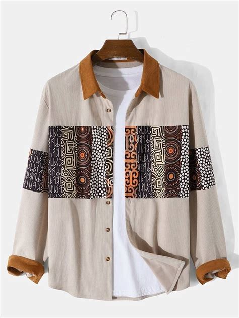 Casual Graphic Shirt Patchwork Mens Shirt Casual Multicolor Print