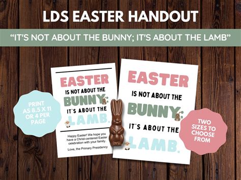 Lds Primary Easter Handout Treat Tag Its Not About The Bunny Its