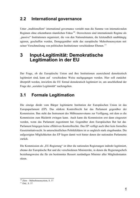Input und output orientierte Legitimation in der Europäischen Union Hausarbeiten de