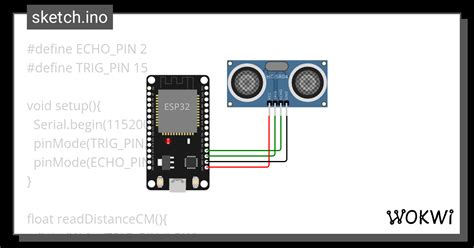Membaca Sensor Ultrasonik Wokwi ESP32 STM32 Arduino Simulator