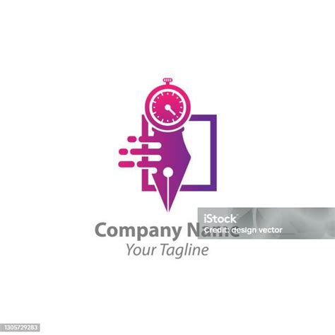 시간 벡터 템플릿을 작성합니다 이 디자인은 펜과 스톱워치 기호를 사용합니다 비즈니스 관리에 적합합니다 구에 대한 스톡 벡터 아트 및 기타 이미지 Istock