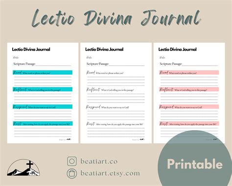 Lectio Divina Journal With Guided Questions For Catholics Printable