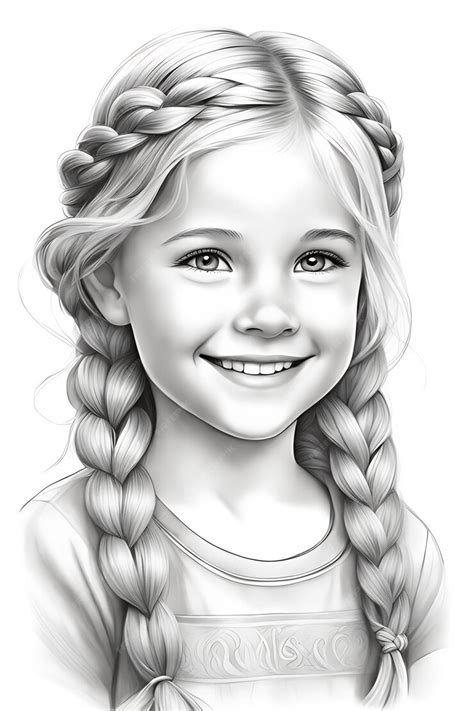 Раскраска Радостный ребенок Карандашный набросок для печати Раскраски для взрослых Премиум
